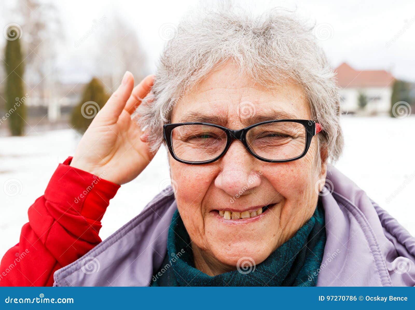 Smiling elderly woman stock photo. Image of mental, alzheimer - 97270786