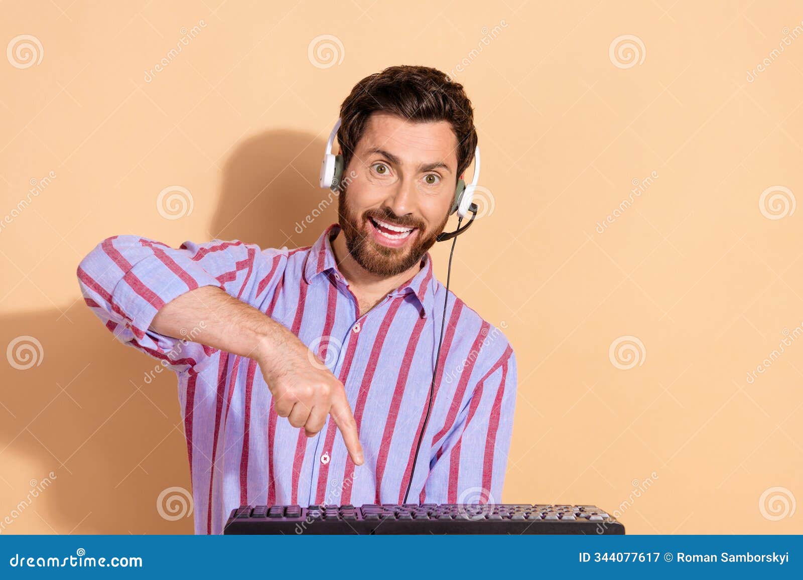 Portrait Photo of Nerd Geek Professional Programmer Man Click Button ...