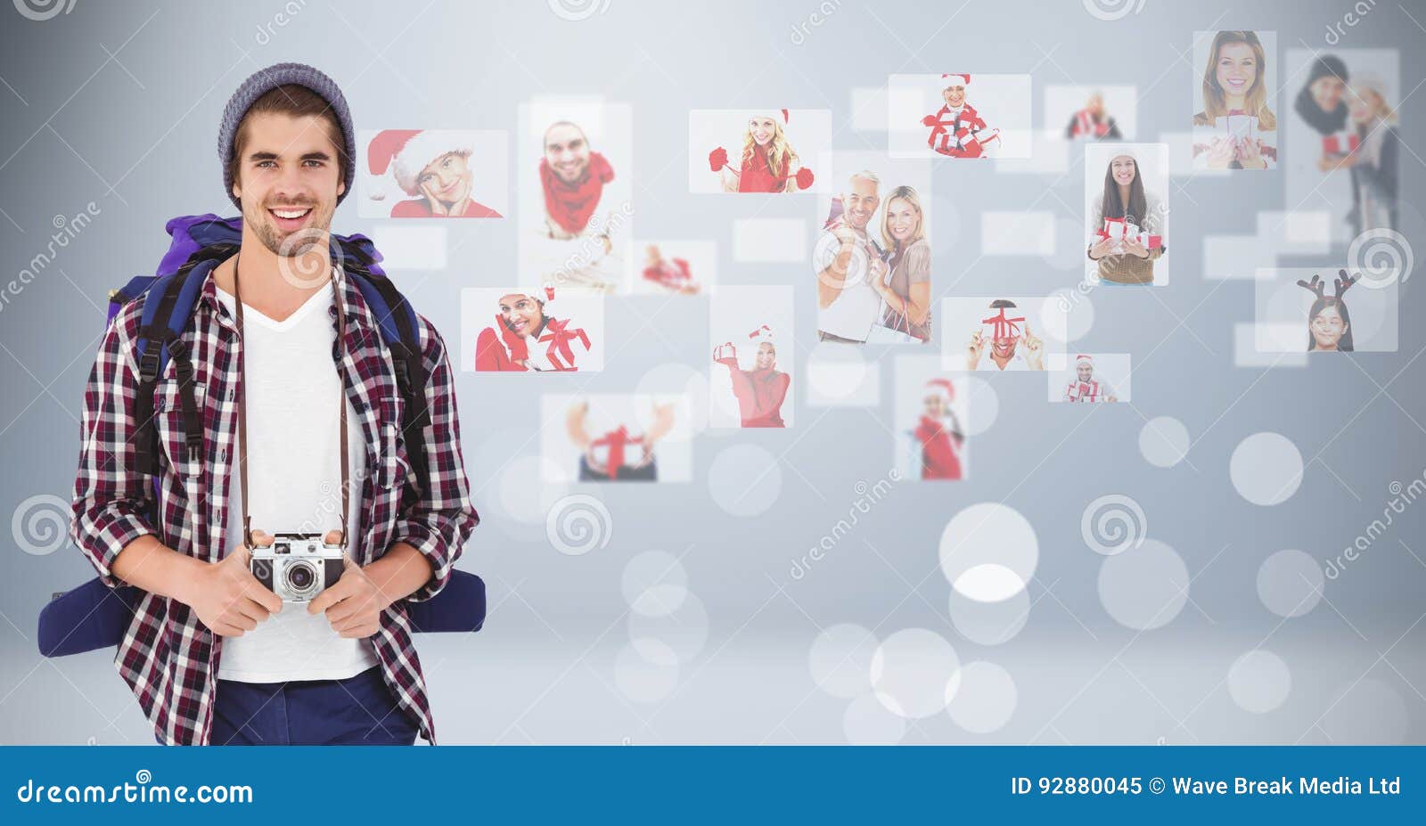 Portrait of Photographer with Flying Portraits Stock Illustration ...