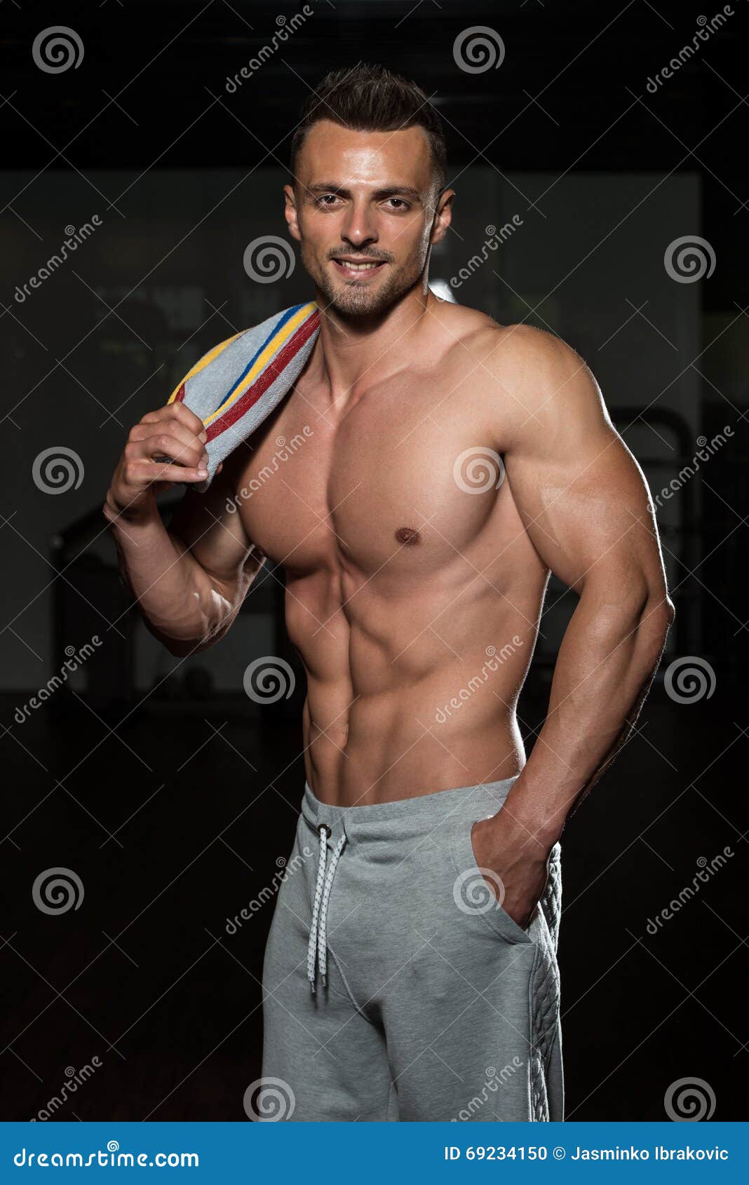 Portrait of a Physically Fit Man with Towel Stock Photo - Image of ...