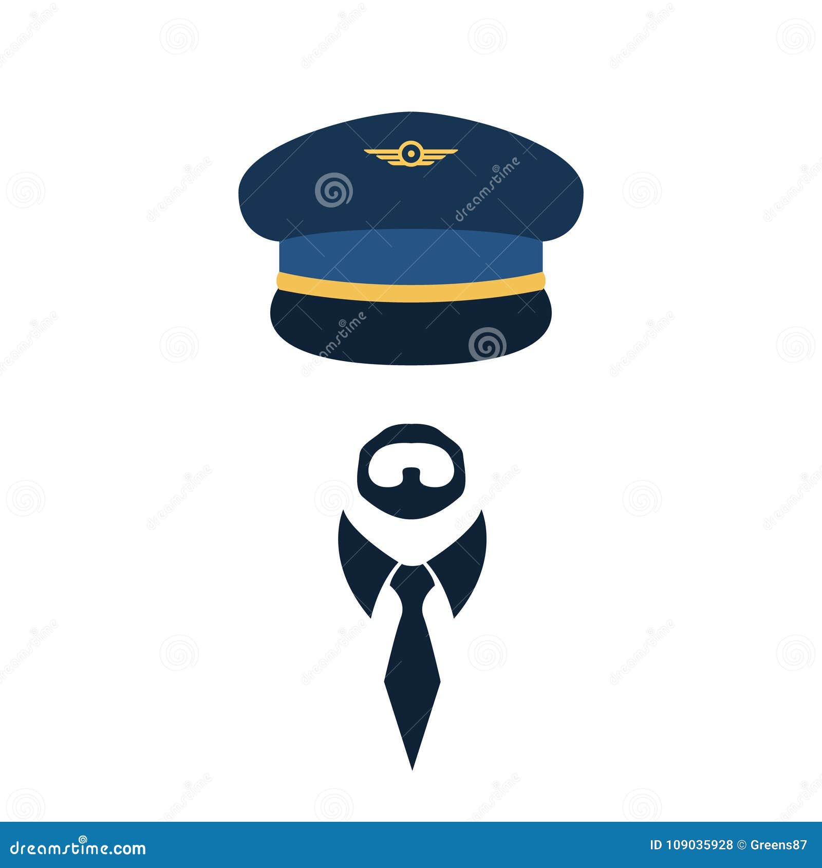 Portrait Of An Airline Pilot Captain Clipart Vector On White Background ...