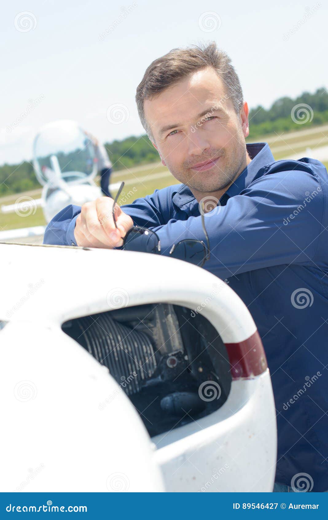Portrait Pilot Next To Aircraft Stock Image - Image of pleasure ...