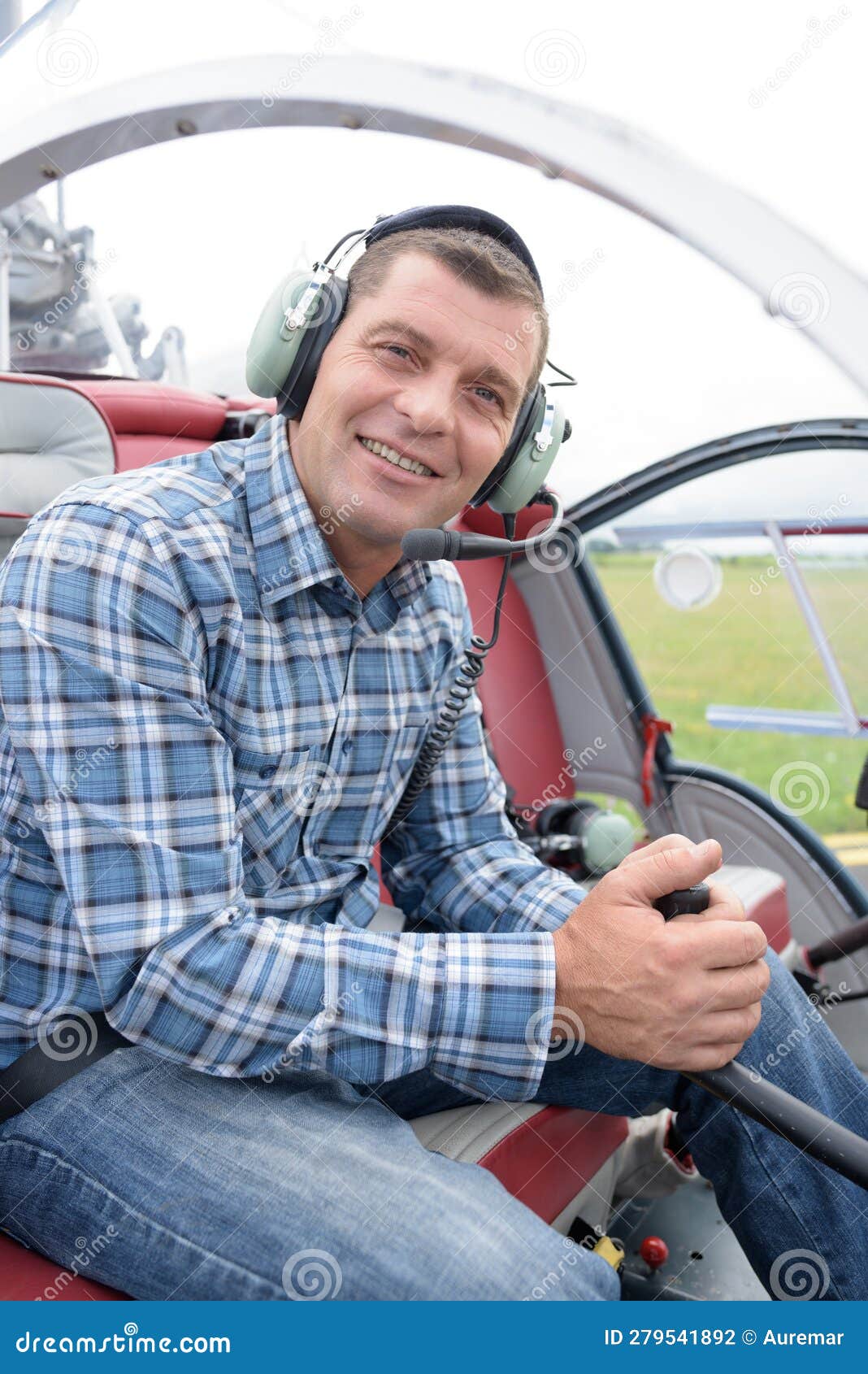 Portrait Pilot Standing in Helicopter Stock Photo - Image of oneperson ...
