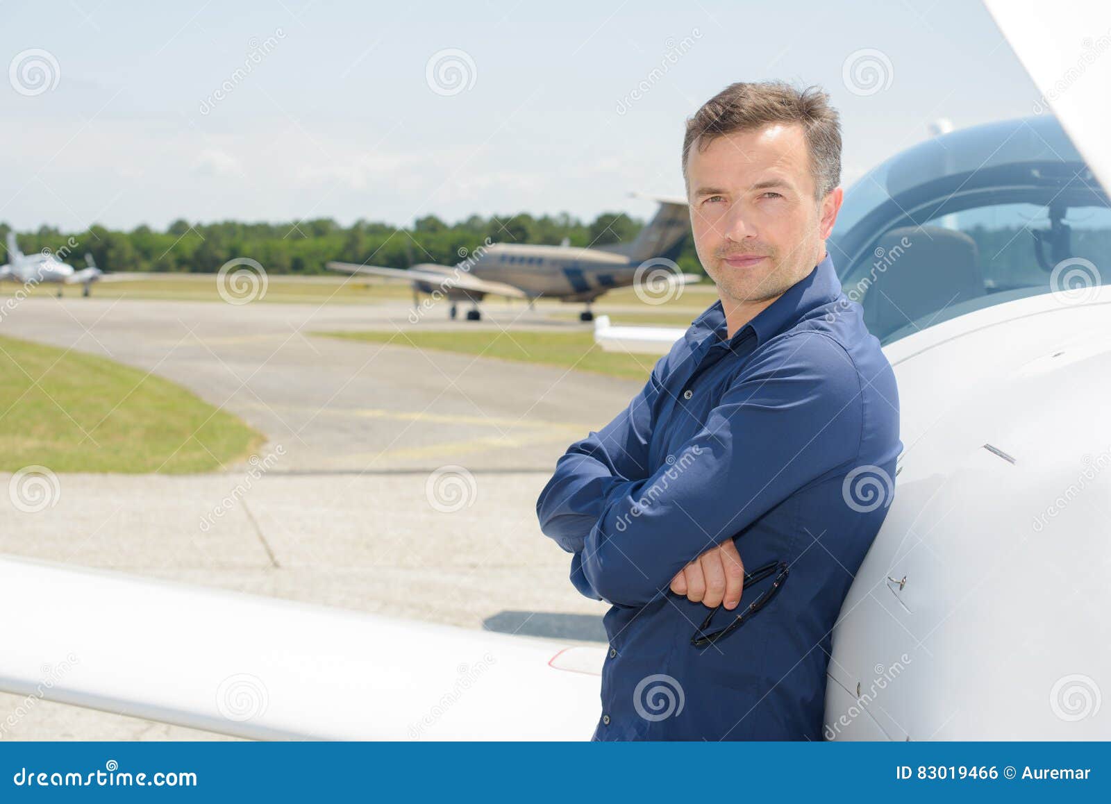 Portrait Pilot Stood Next To Aircraft Stock Photo - Image of aircraft ...