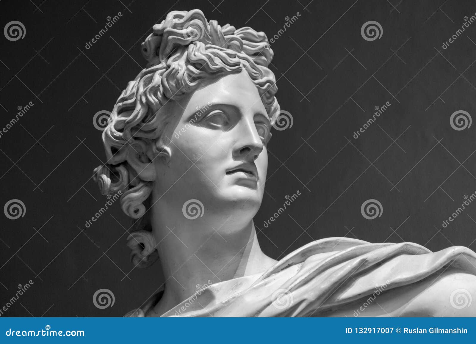 Statue Of Of Apollo God Of Sun. Creative Concept Colorful Neon Image ...