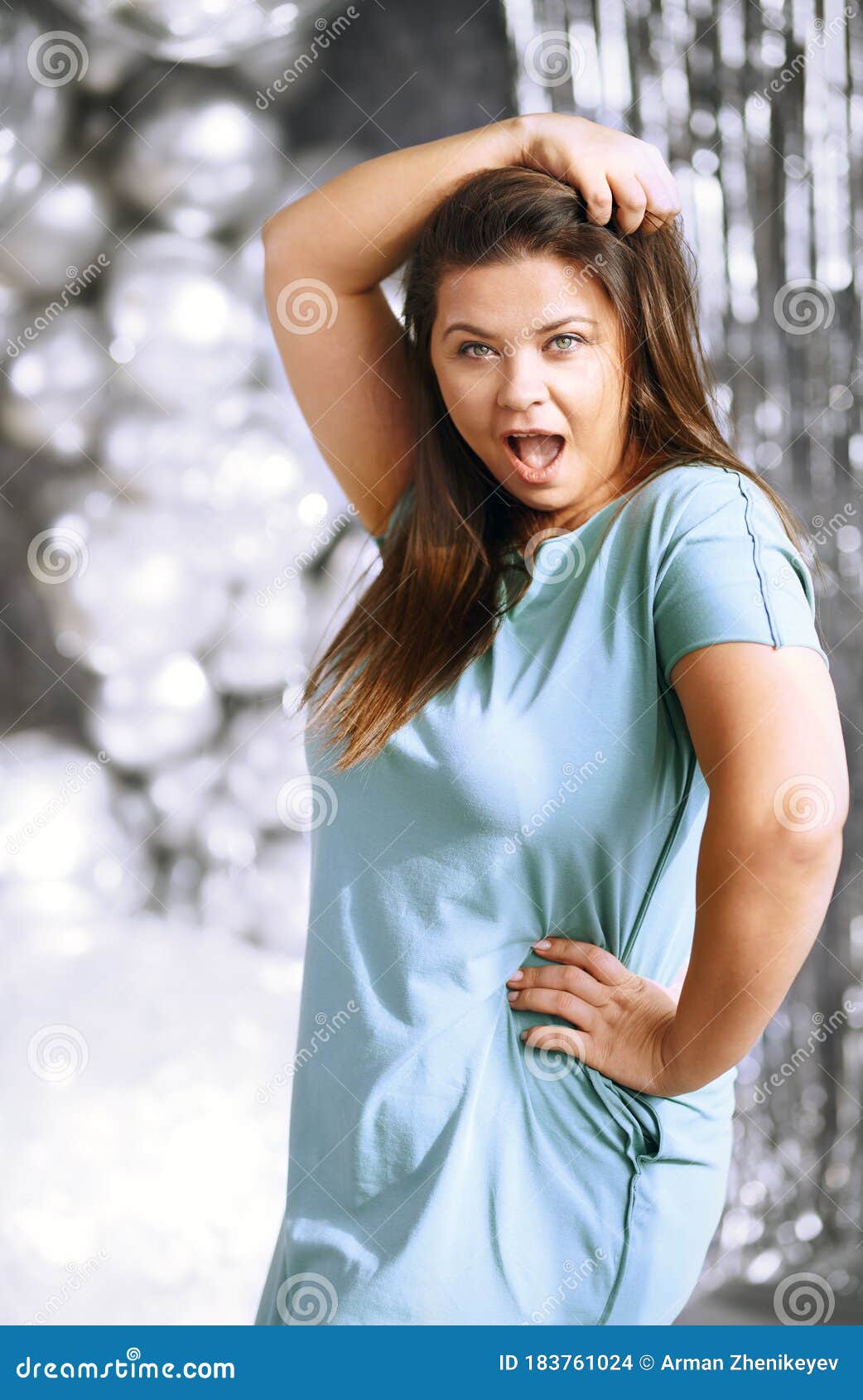 Portrait of the Playful Plus Size Model Stock Photo - Image of attitude ...
