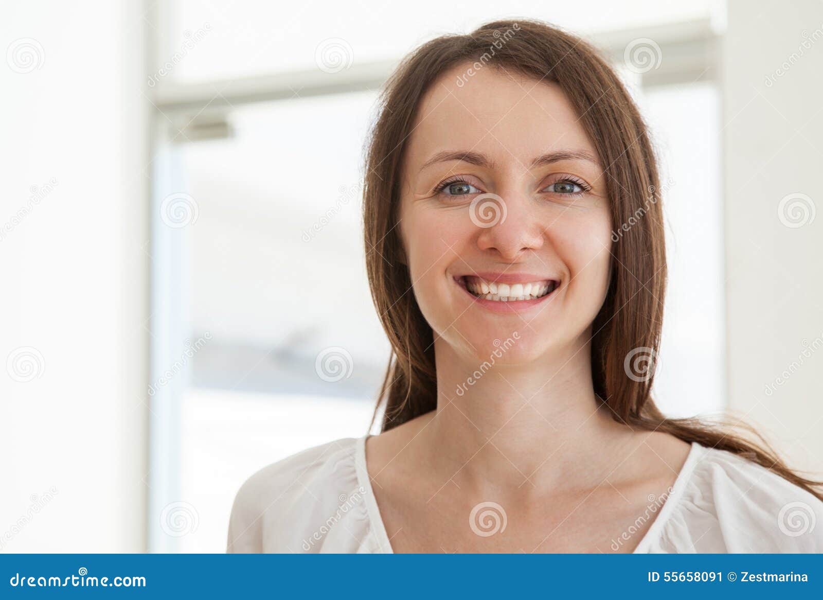 Portrait of a Pleasant Smiling Young Woman Stock Image - Image of ...