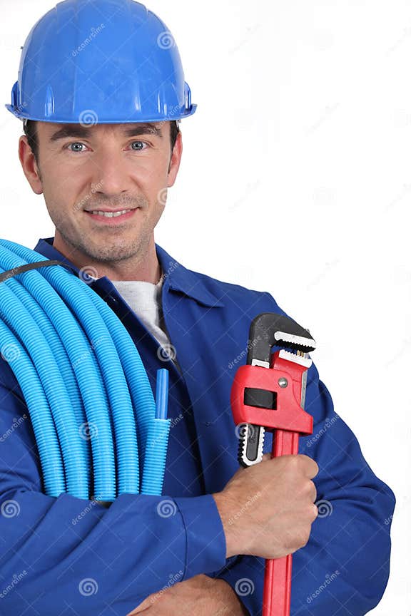 Portrait of a plumber stock photo. Image of plumbing - 26938406