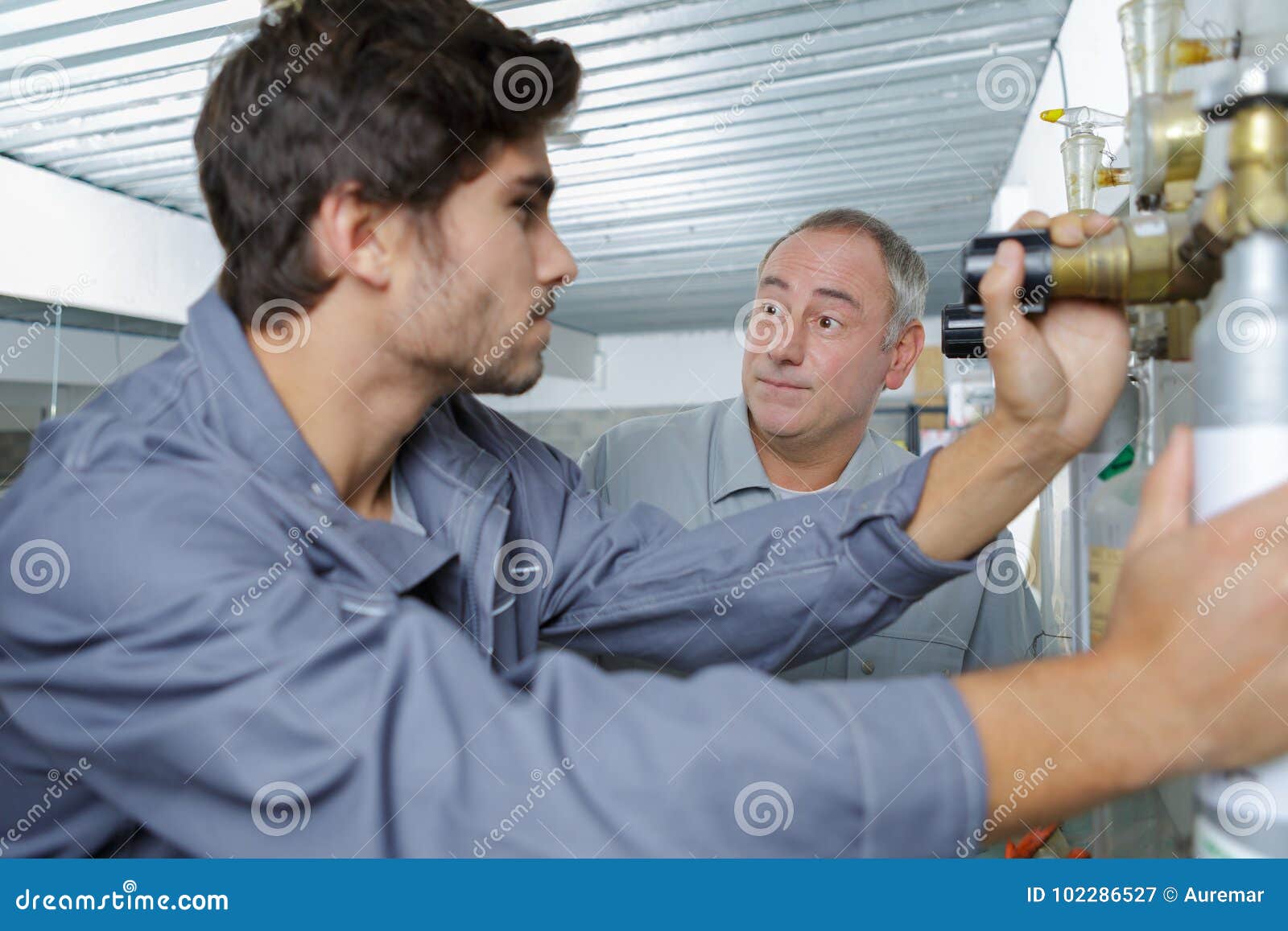 Portrait Plumber with Apprentice Stock Image - Image of apprenticeship ...