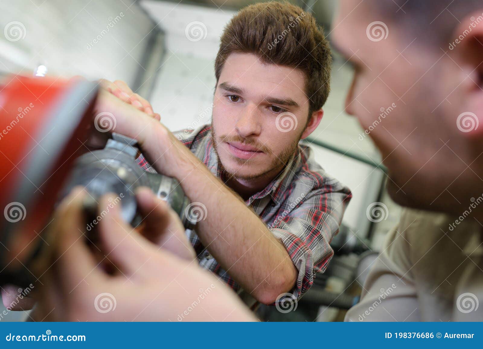 Portrait Plumbing Apprentice Observing Procedure Stock Photo - Image of ...