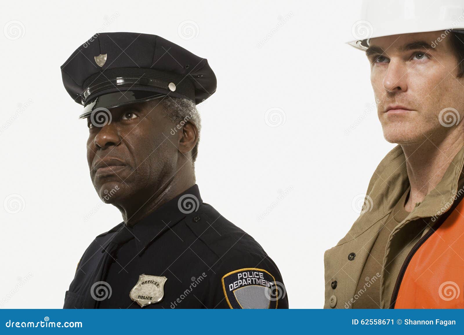 Portrait of a Police Officer and a Construction Worker Stock Image ...