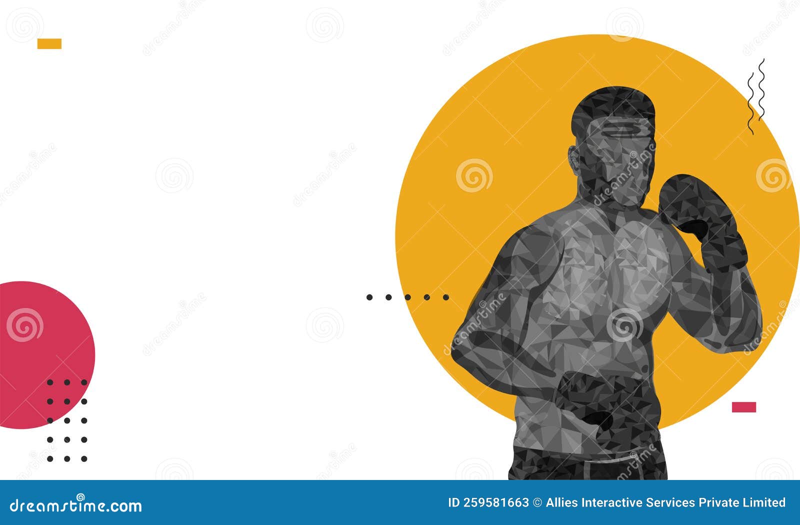 Portrait of Polygon Male Boxer Player Against Background Stock ...