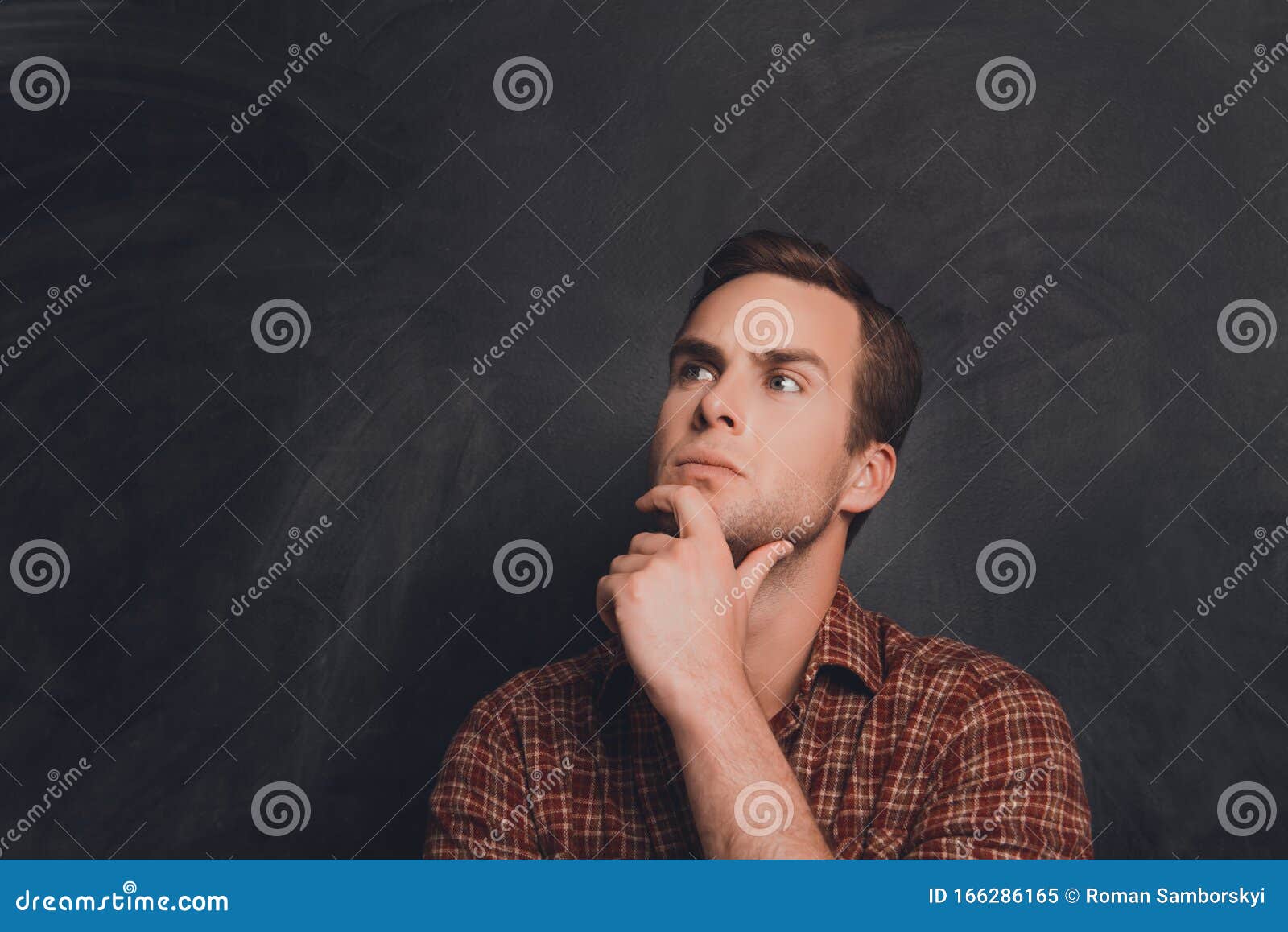 Portrait of Ponder Man on the Background of Chalkboard Stock Image ...