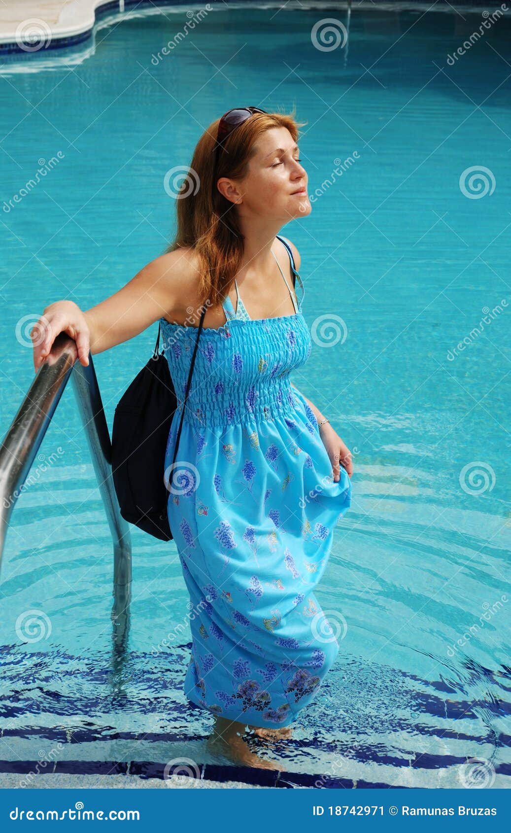 Portrait by the Pool stock image. Image of pool, woman - 18742971