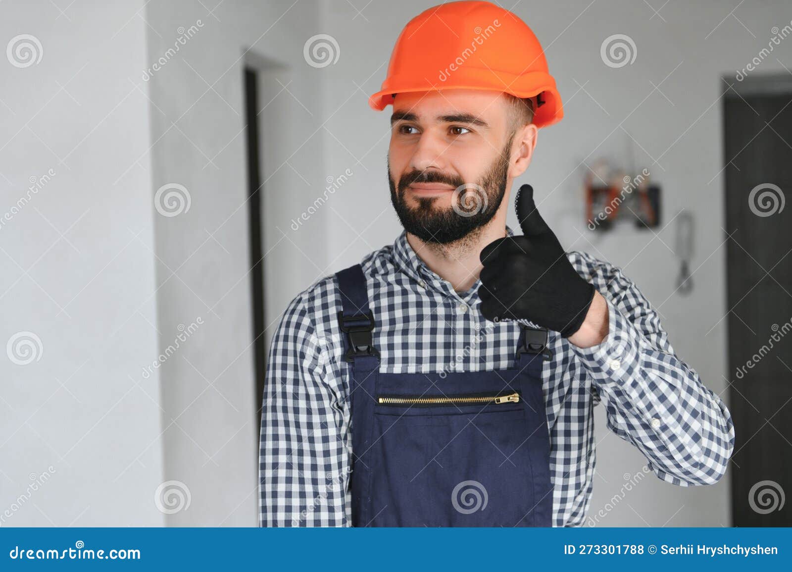 Portrait of Positive, Handsome Young Male Builder in Hard Hat Stock ...