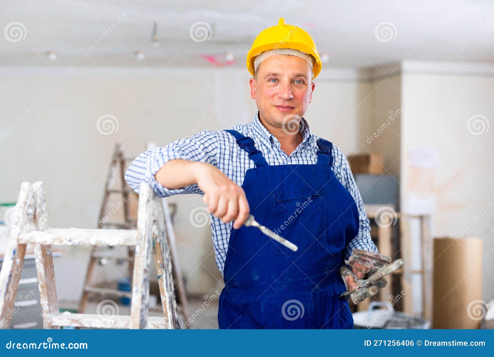 Portrait of Positive Man Builder with Tools Stock Photo - Image of tool ...