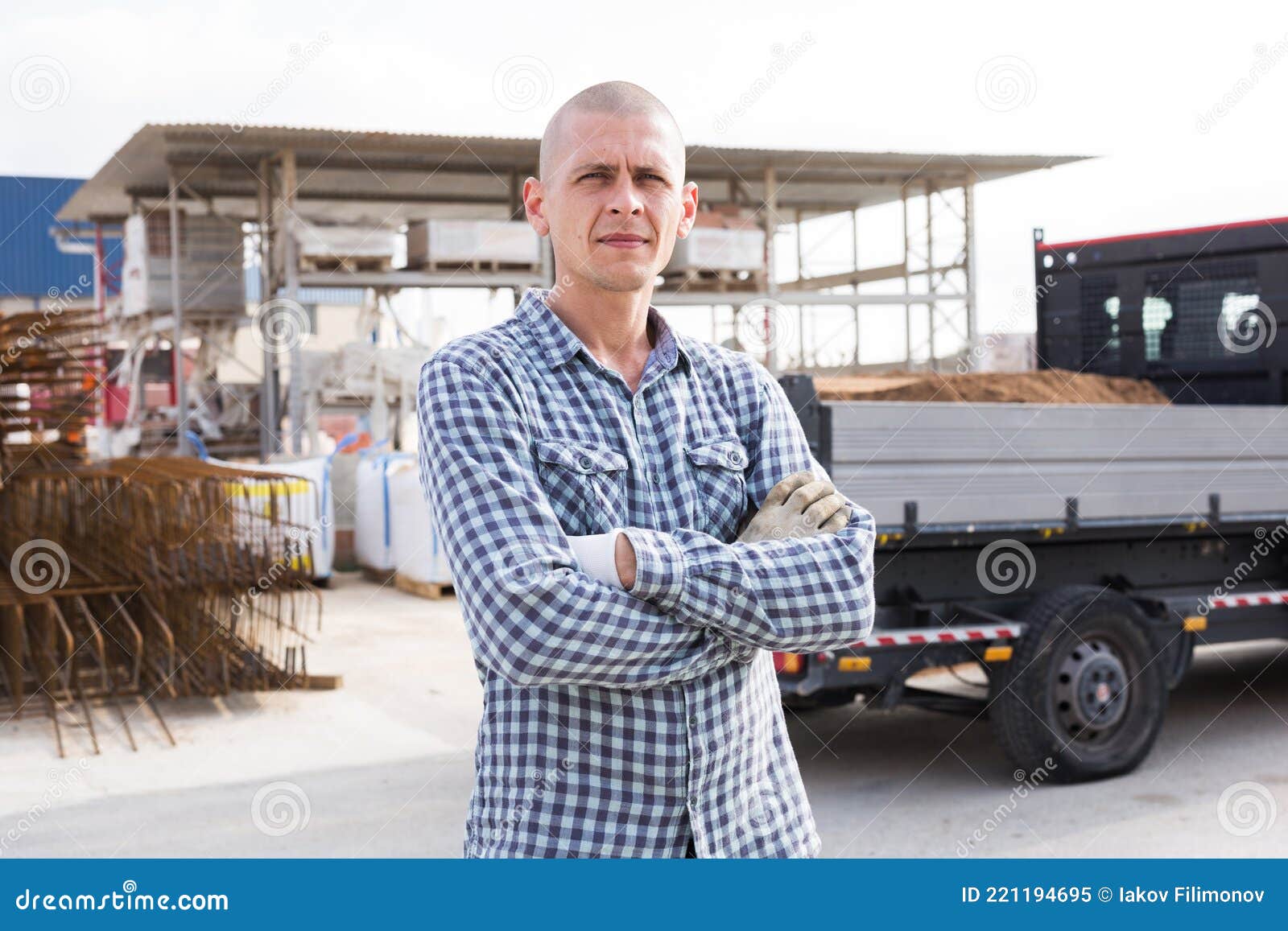 Portrait of Man Worker Standing at Building Materials Warehouse Stock ...