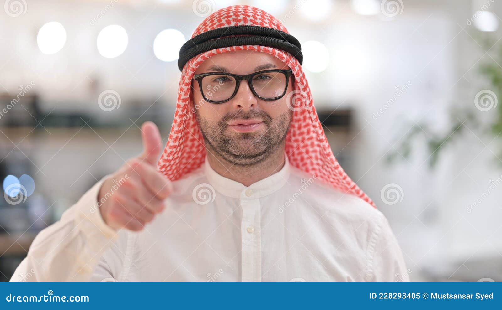Portrait of Positive Young Arab Man Doing Thumbs Up Stock Image - Image ...
