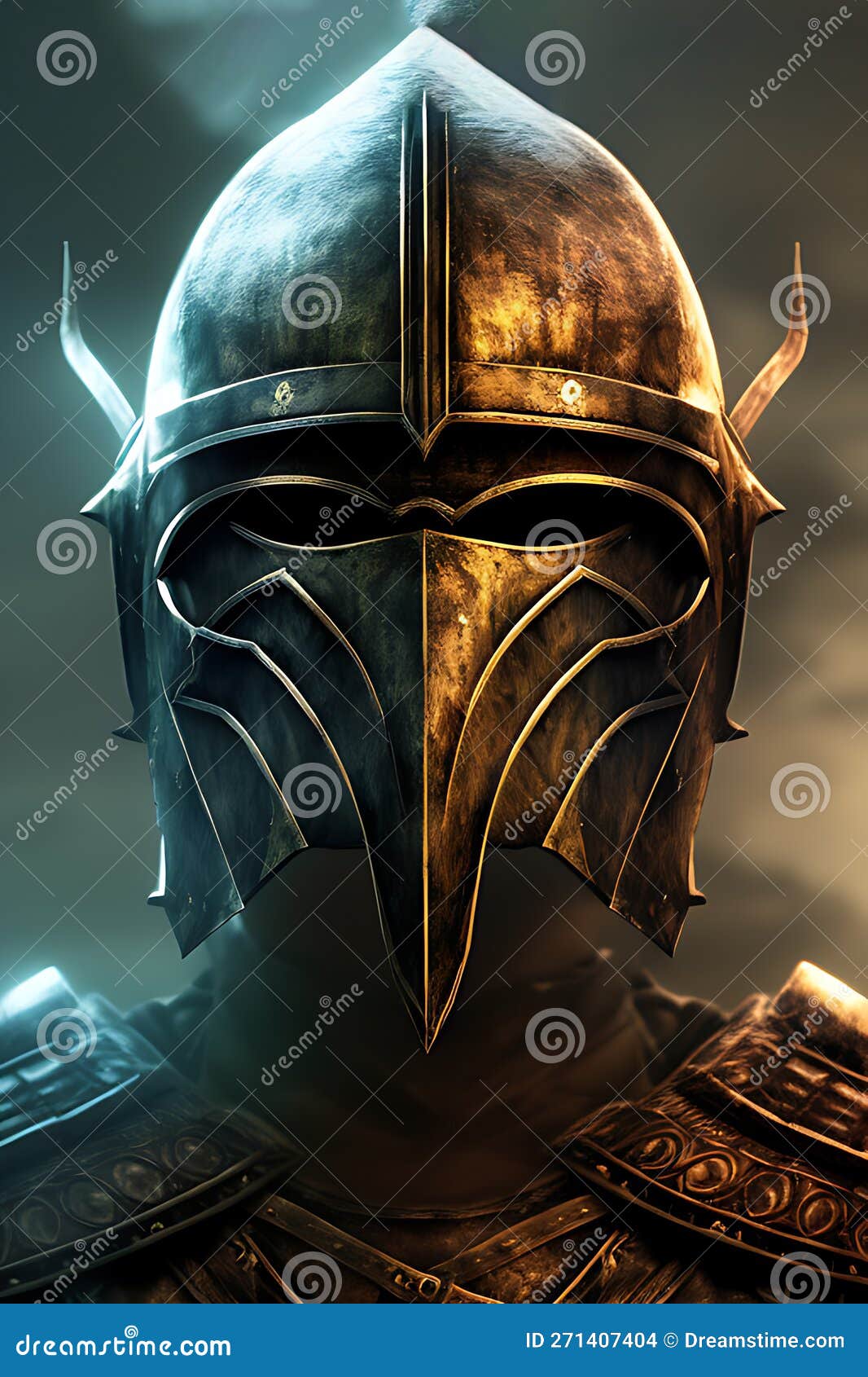 Portrait of a Post-apocalyptic Warrior in an Armored Helmet Stock ...