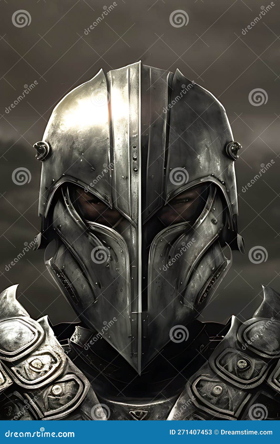 Portrait of a Post-apocalyptic Warrior in an Armored Helmet Stock ...