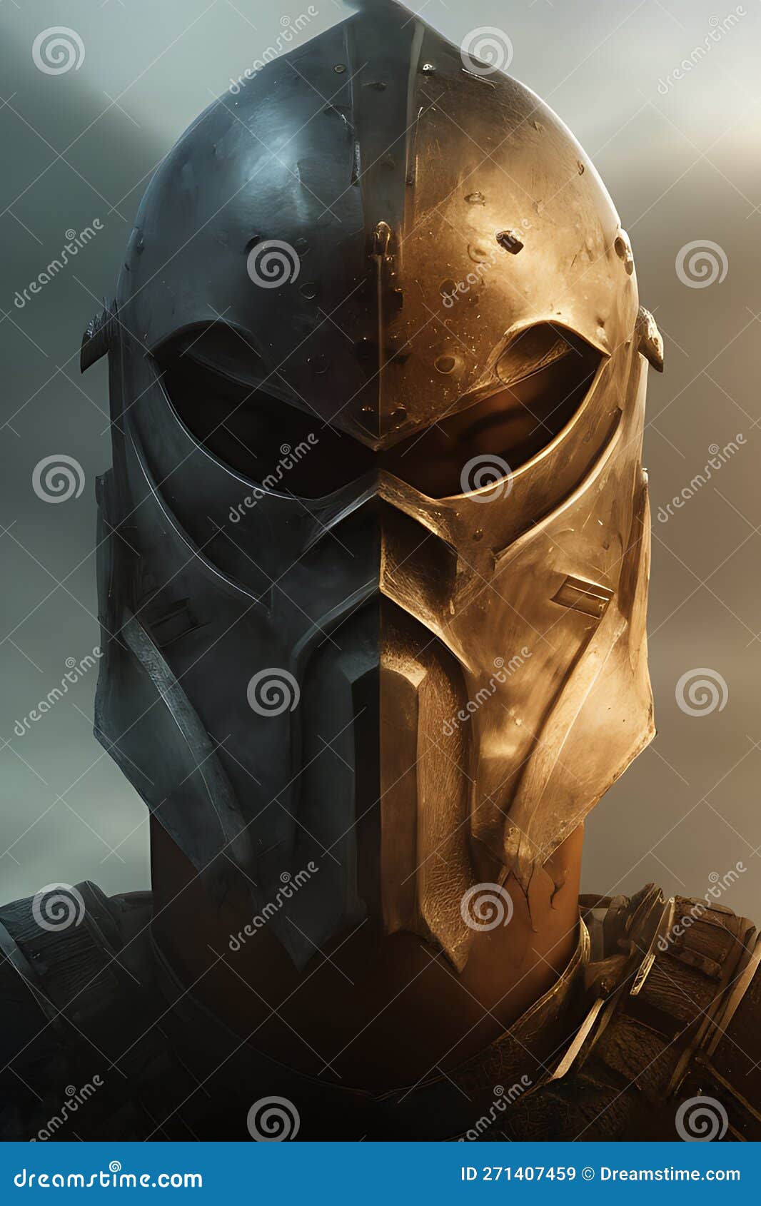 Portrait of a Post-apocalyptic Warrior in an Armored Helmet Stock ...