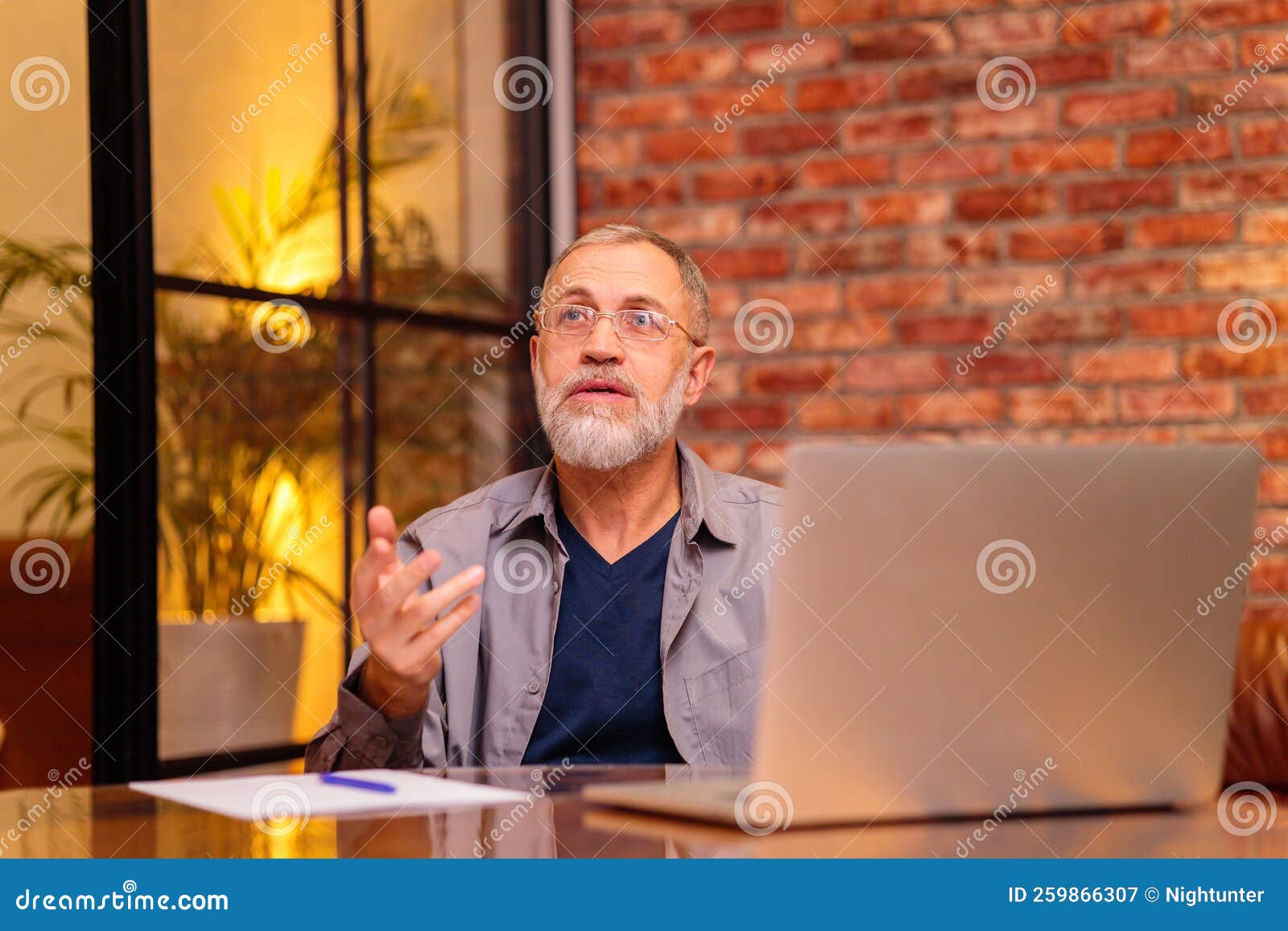 Portrait of Practiced Profesional Elderly Psychologist Online Remote ...