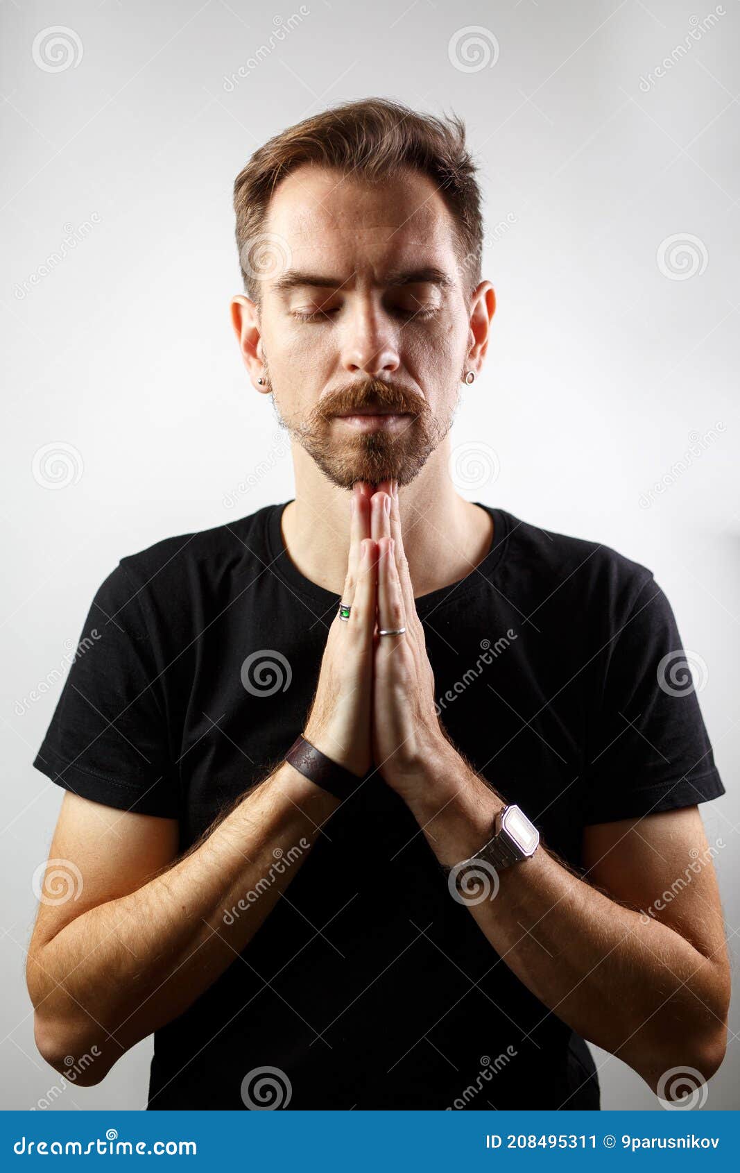 Portrait of a praying man stock image. Image of dreaming - 208495311