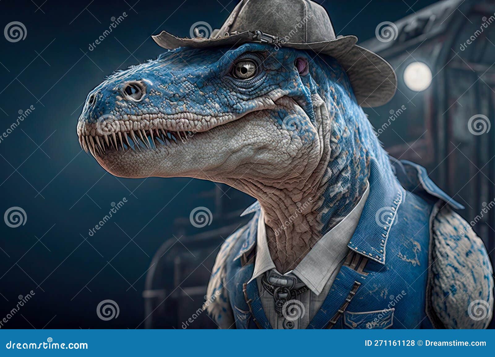 Portrait Of A Predatory Dinosaur In Dandy Clothes Stock Image ...
