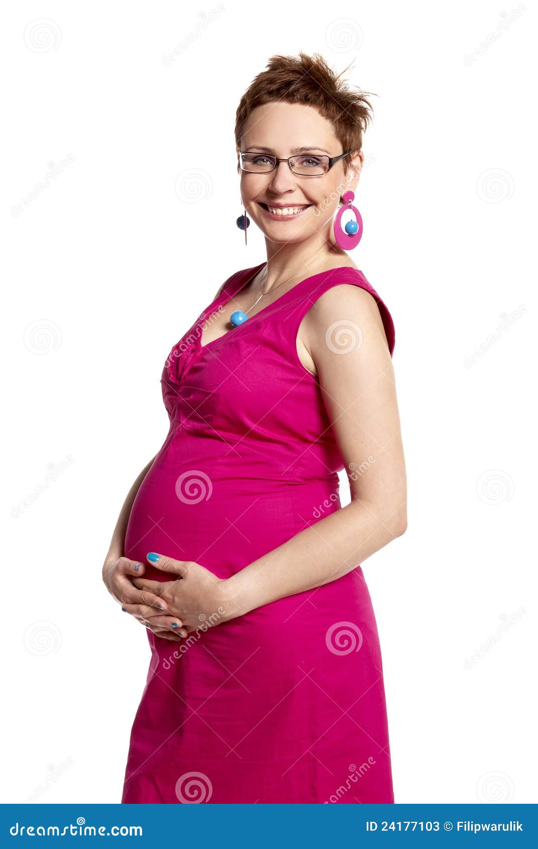 Portrait Of A Pregnant Woman Stock Image Image Of Glasses Months