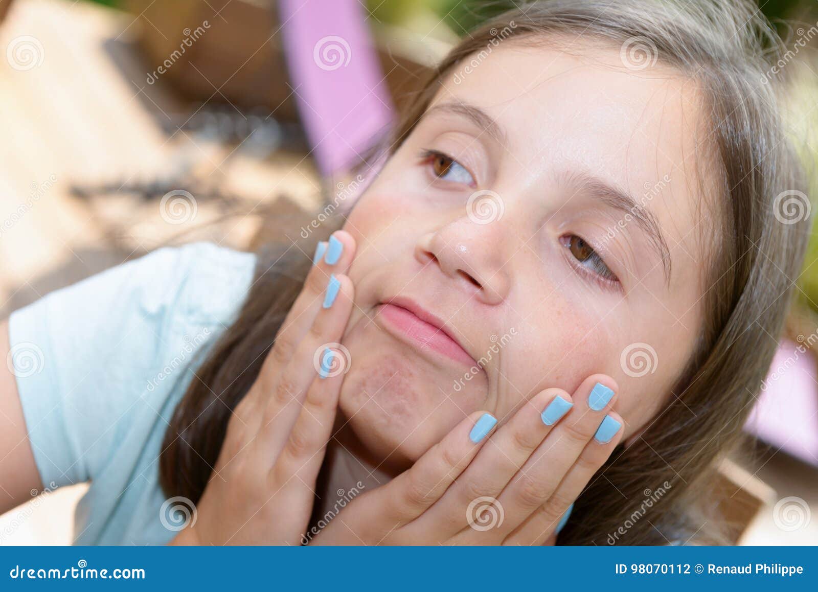 Portrait of Pretty Beautiful Young Girl Making Faces Stock Photo ...