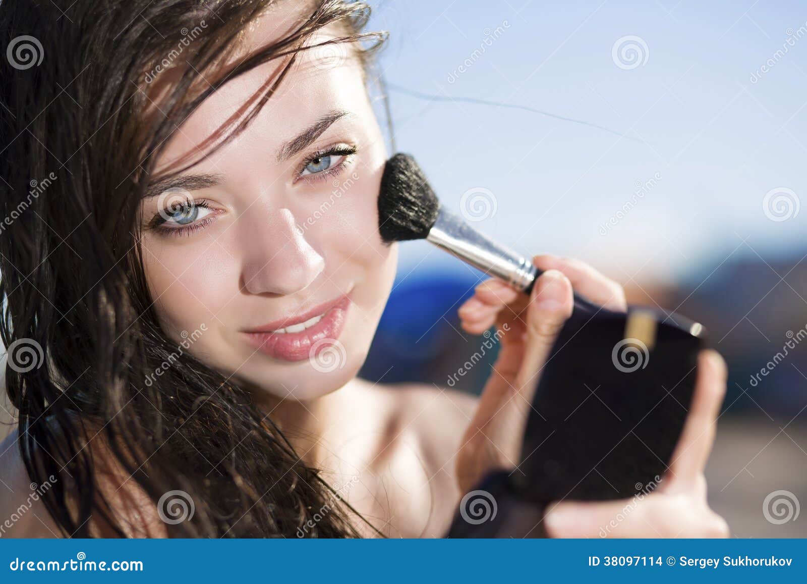 Portrait of Pretty Brunette Stock Photo - Image of brush, attractive ...