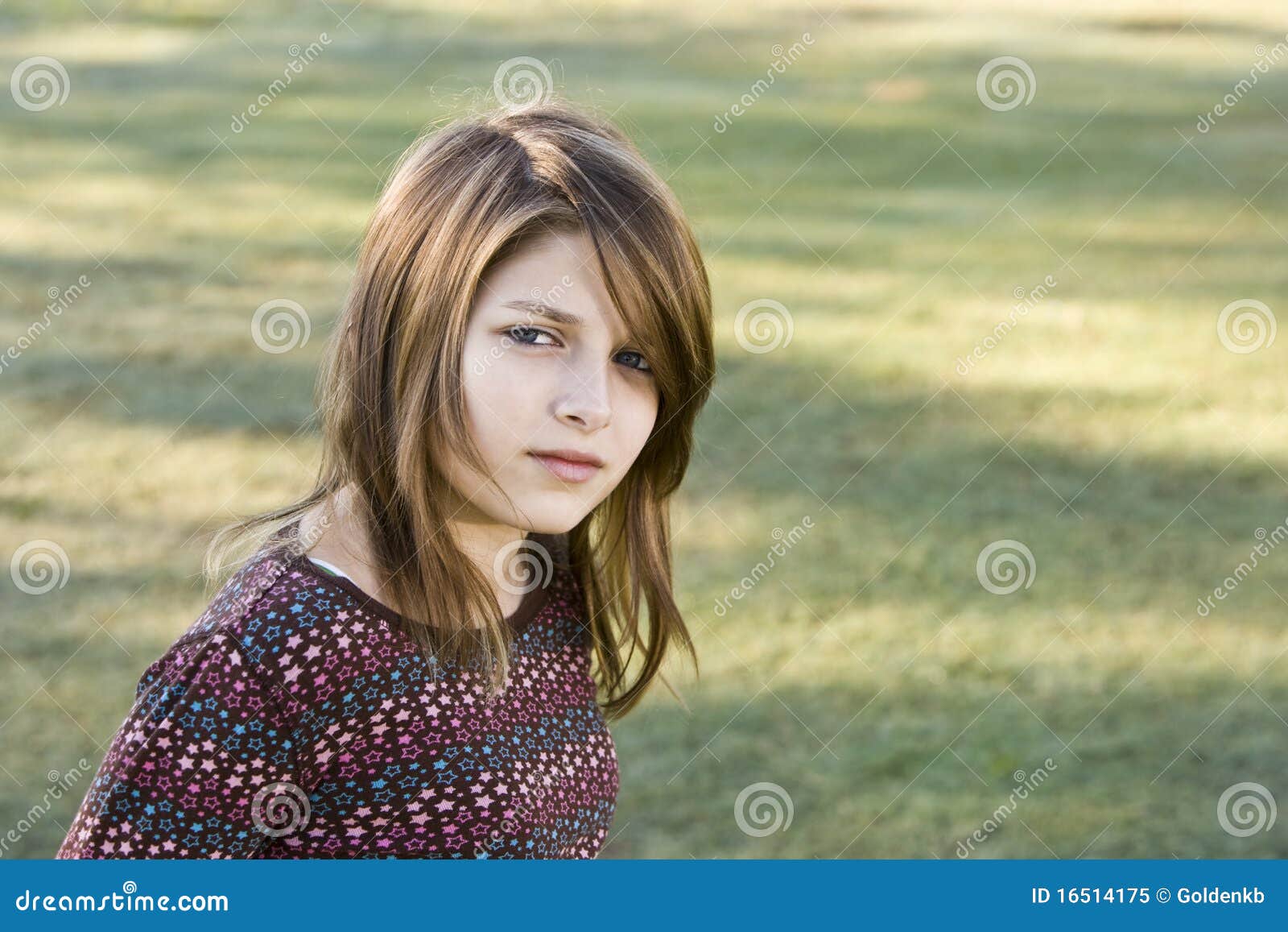Portrait of Pretty Child with Serious Expression Stock Image - Image of ...