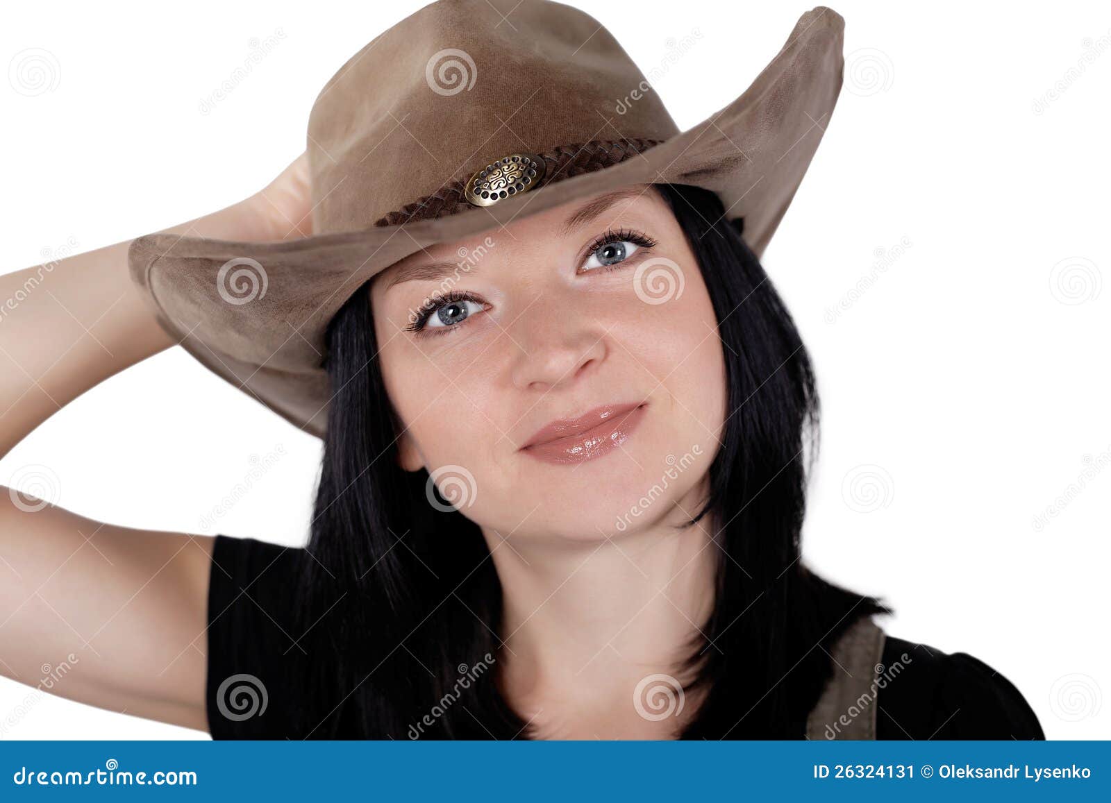 Portrait Of A Pretty Cowgirl Isolated Stock Image - Image of skin ...