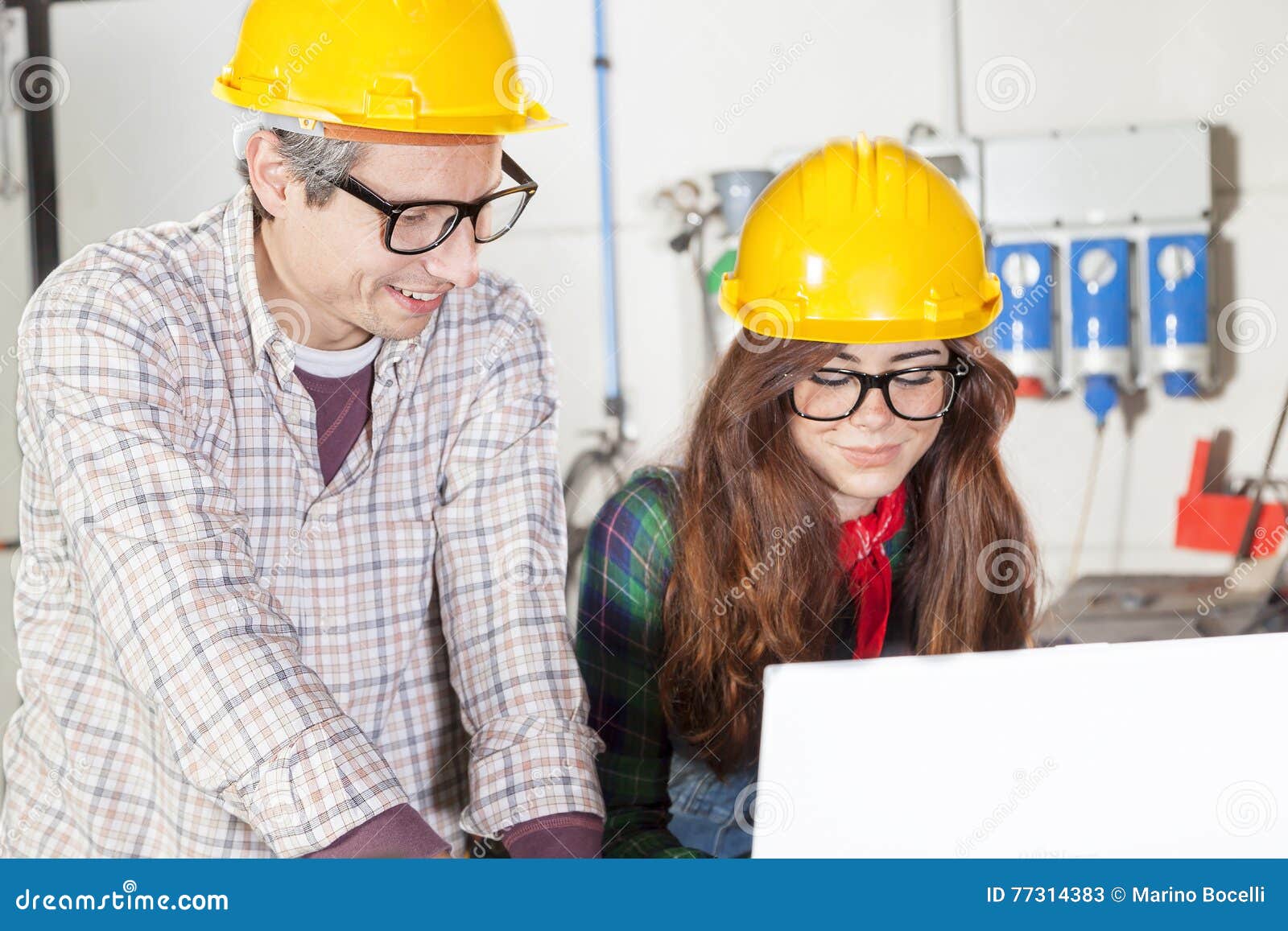 Portrait of Pretty Engineer Consult the Computer Stock Image - Image of ...