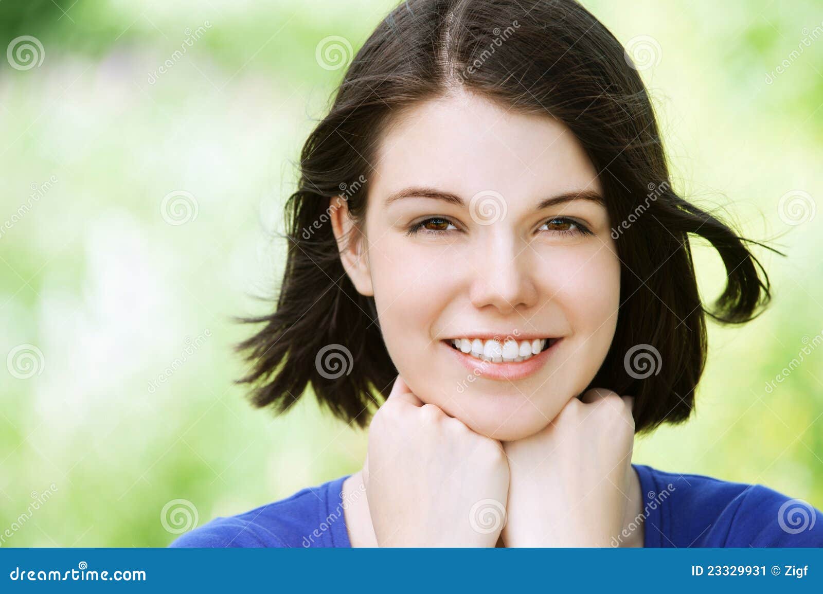 Portrait of pretty girl stock image. Image of girl, hands - 23329931
