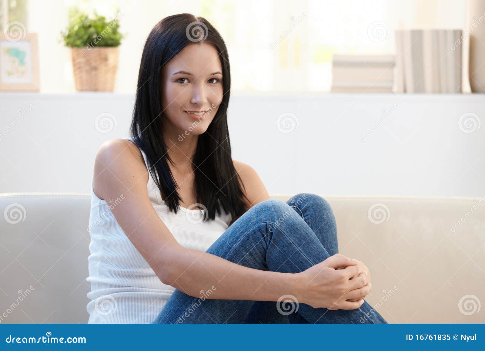 Portrait of Pretty Girl at Home Stock Image - Image of horizontal ...