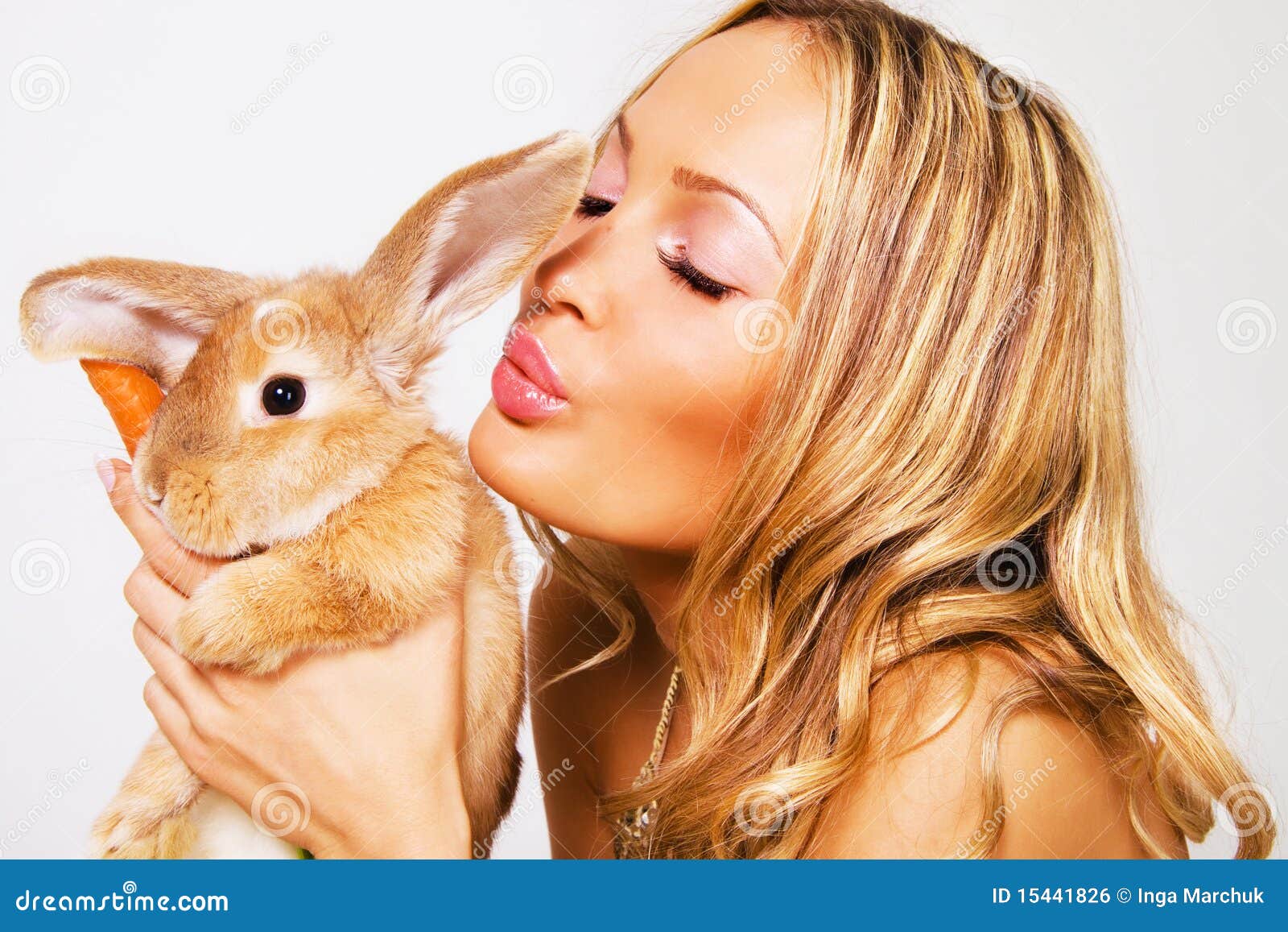 Portrait of a Pretty Girl with a Rabbit Stock Photo - Image of brown ...