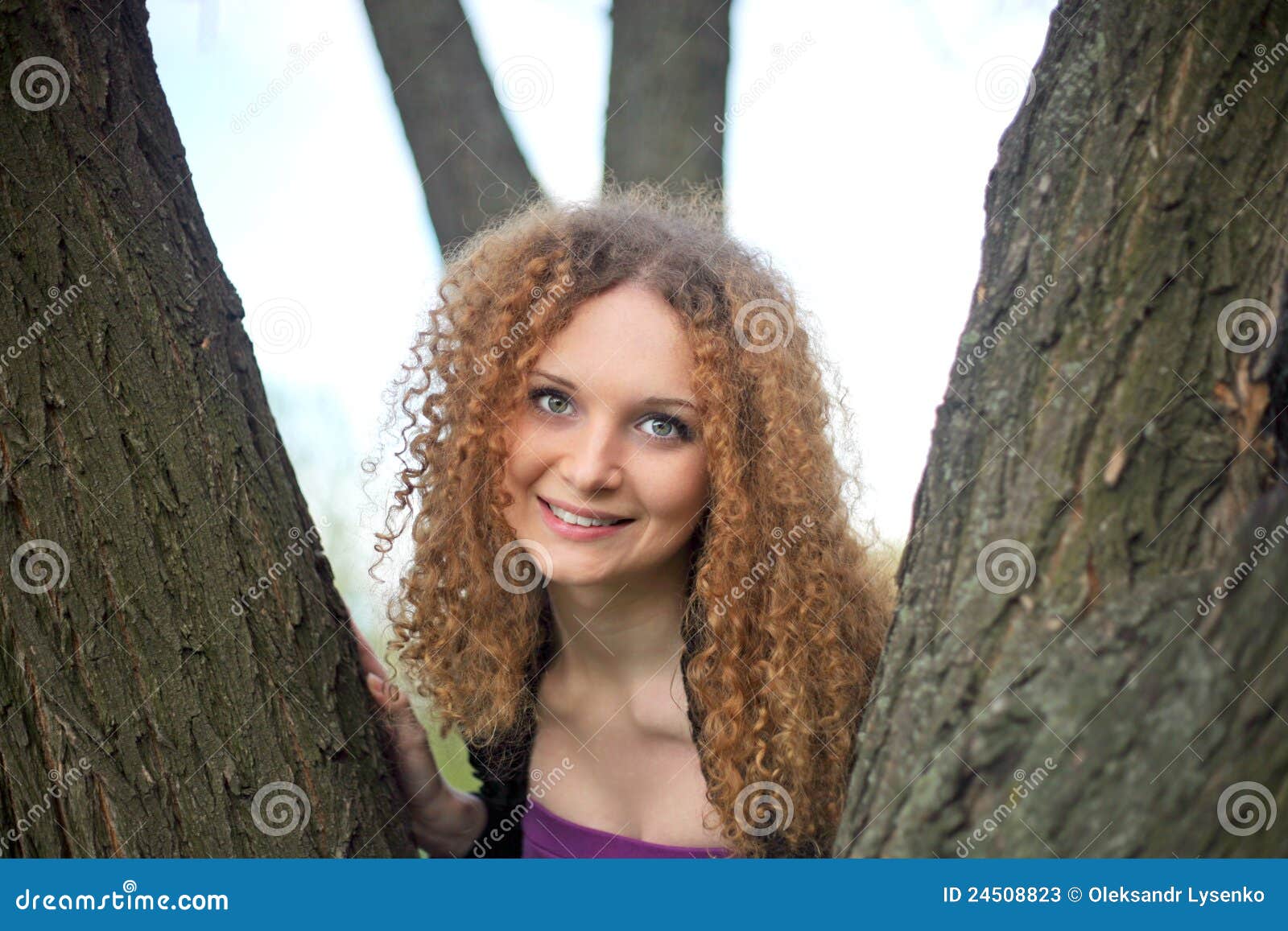 Portrait of a Pretty Girl in the Trees Stock Image - Image of face ...