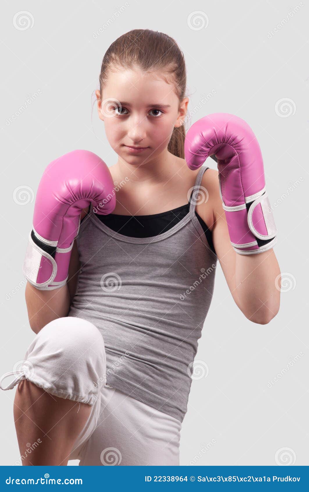 Portrait of Pretty Kick Boxing Girl Stock Photo - Image of cute, blouse ...