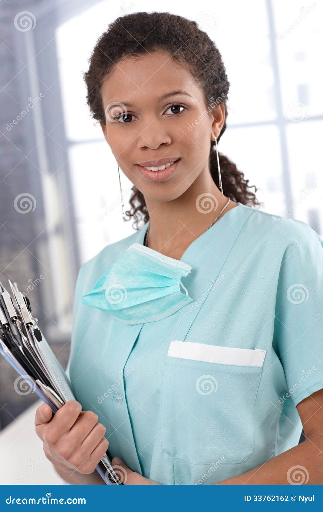 Portrait of Pretty Nurse with Files Stock Photo - Image of clinical ...