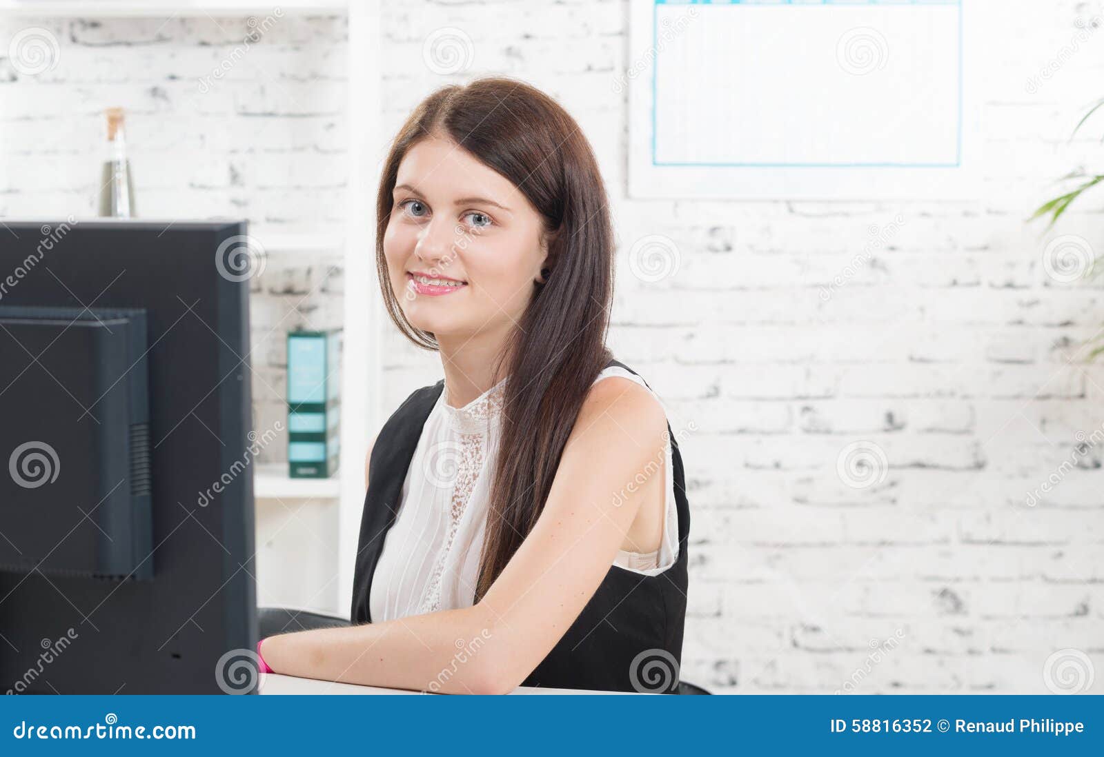 Portrait of a Pretty Secretary Stock Photo - Image of person, office ...