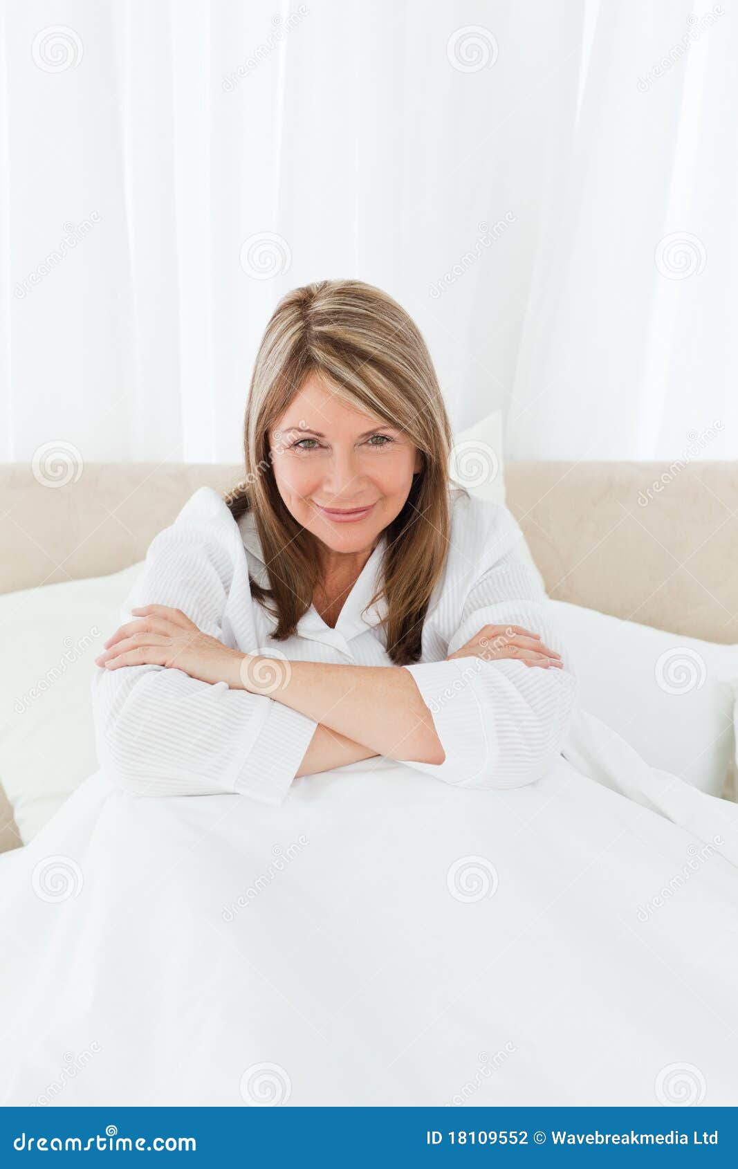 Portrait of a Pretty Woman on Her Bed Stock Photo - Image of adult ...