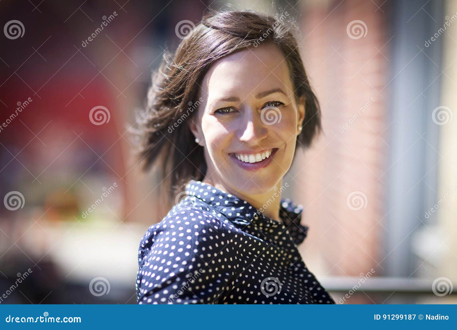 Portrait of a Pretty Woman Smiling Outside Stock Image - Image of ...