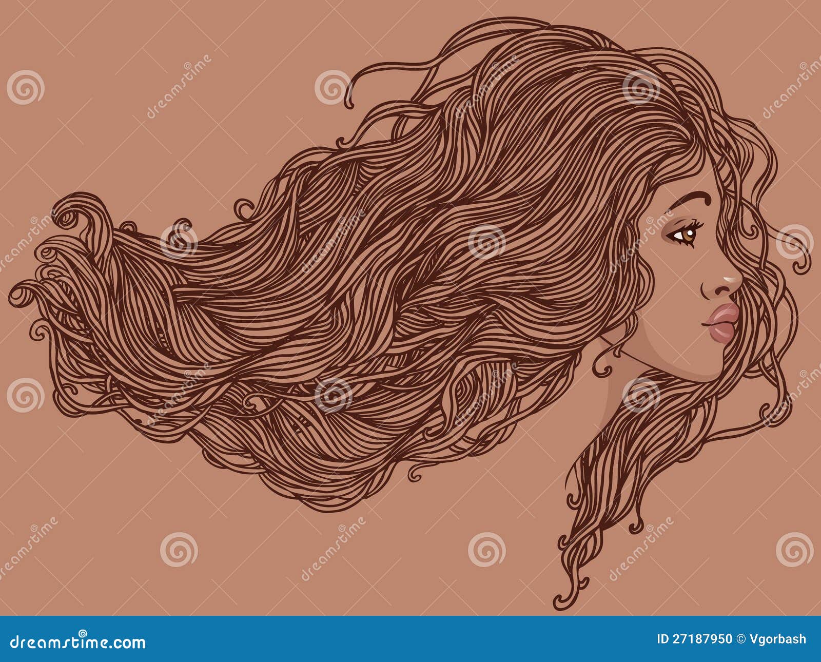 Portrait Of Pretty Young African American Woman Stock Vector