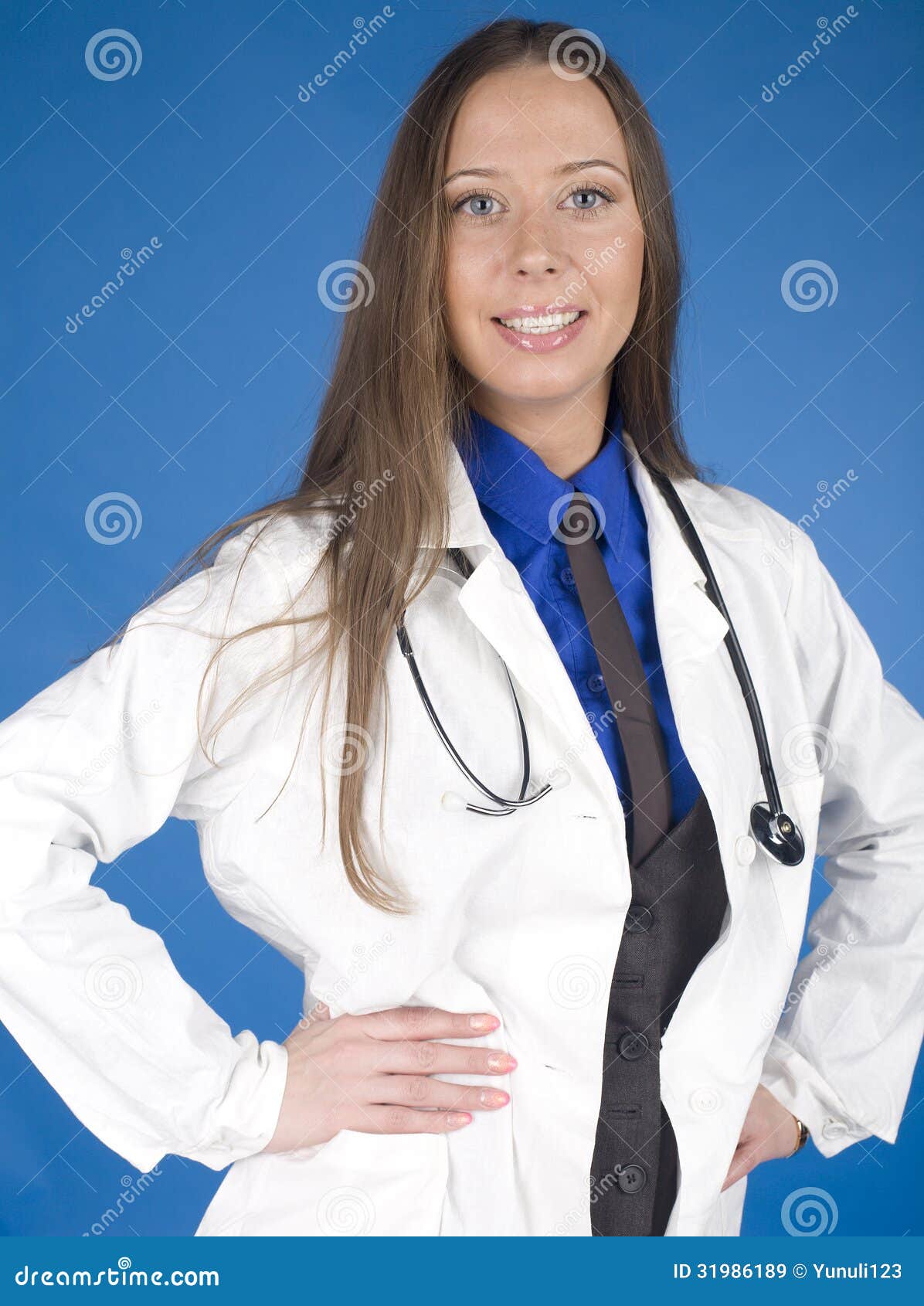 Portrait of Pretty Young Doctor with Stethoscope Stock Image - Image of ...