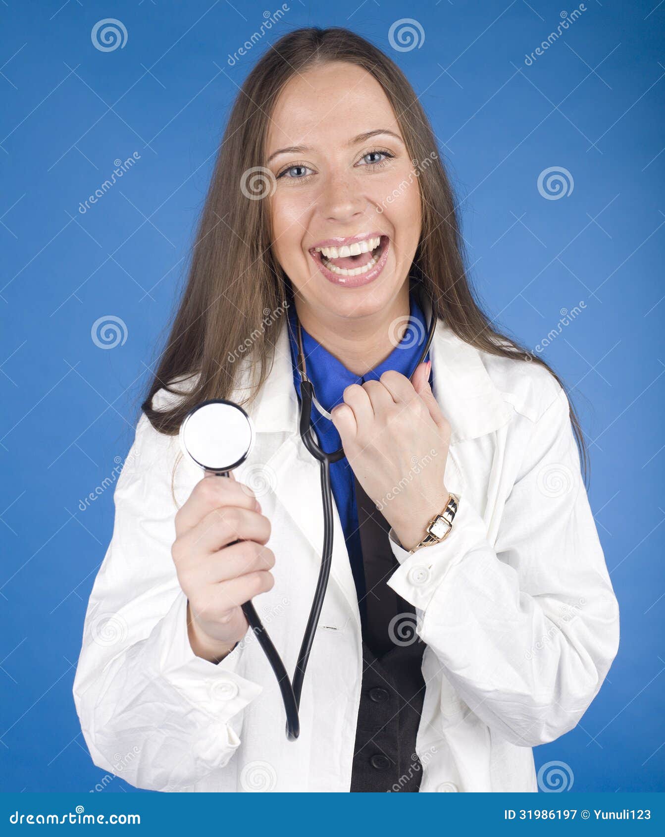 Portrait of Pretty Young Doctor with Stethoscope Stock Image - Image of ...