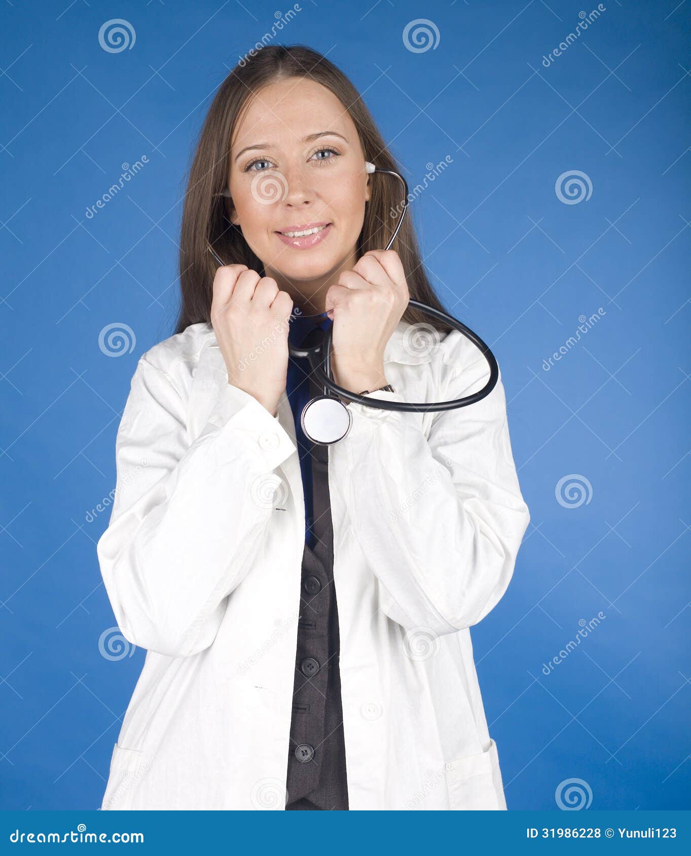 Portrait of Pretty Young Doctor with Stethoscope Stock Photo - Image of ...