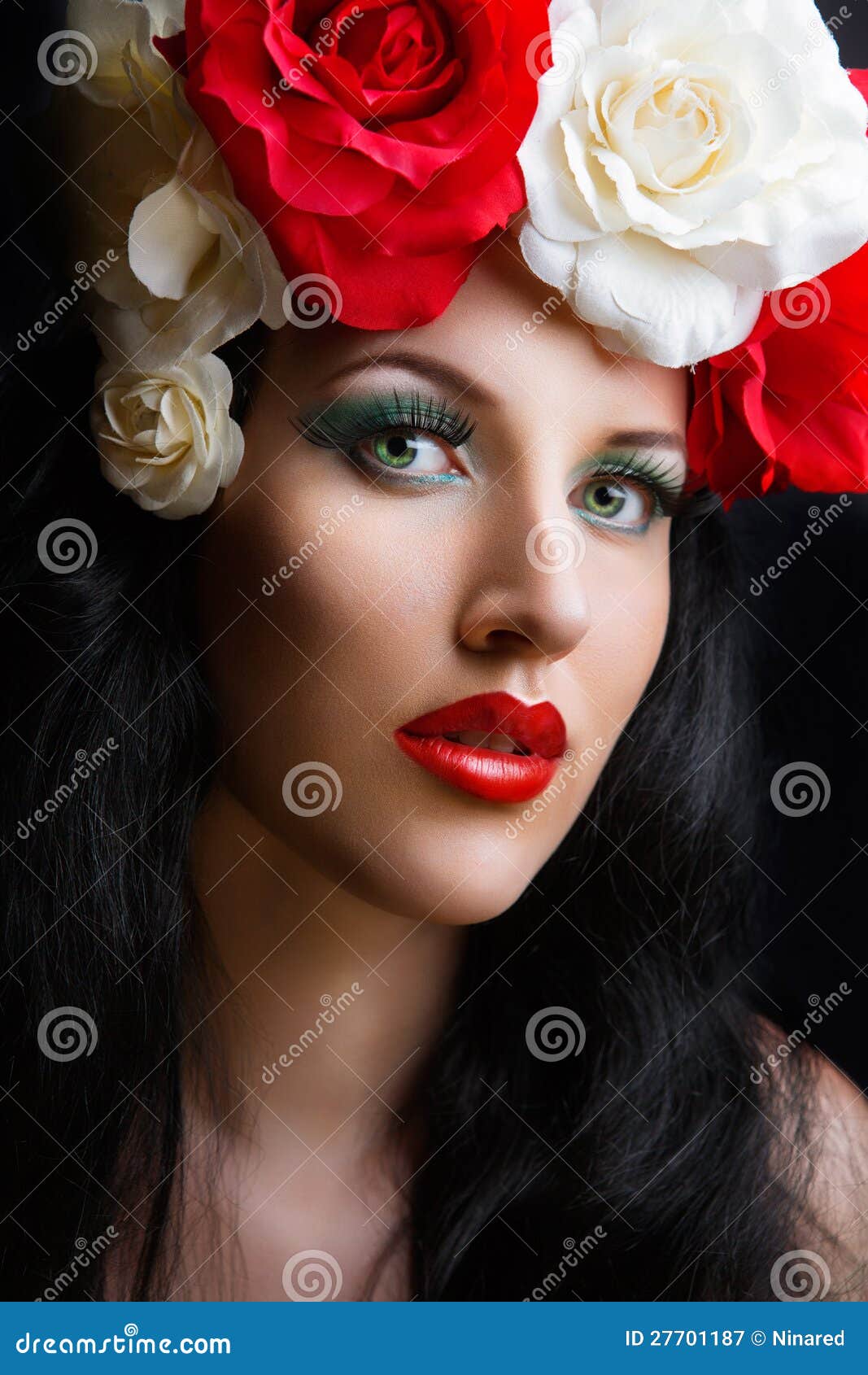 Portrait of Pretty Young Girl with Roses Stock Image - Image of fresh ...