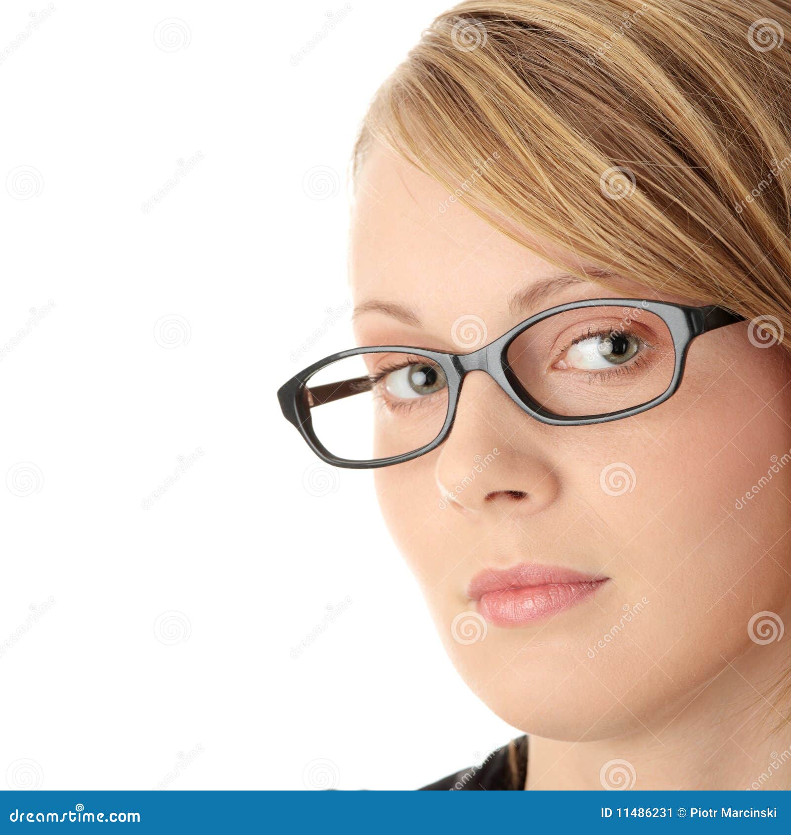 Portrait of a Pretty Young Woman in Glasses Stock Image - Image of ...