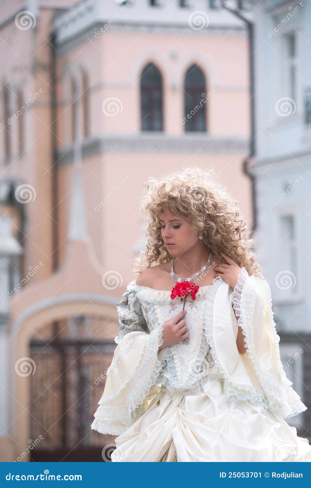 Portrait of Princess with the Red Flower Stock Image - Image of costume ...
